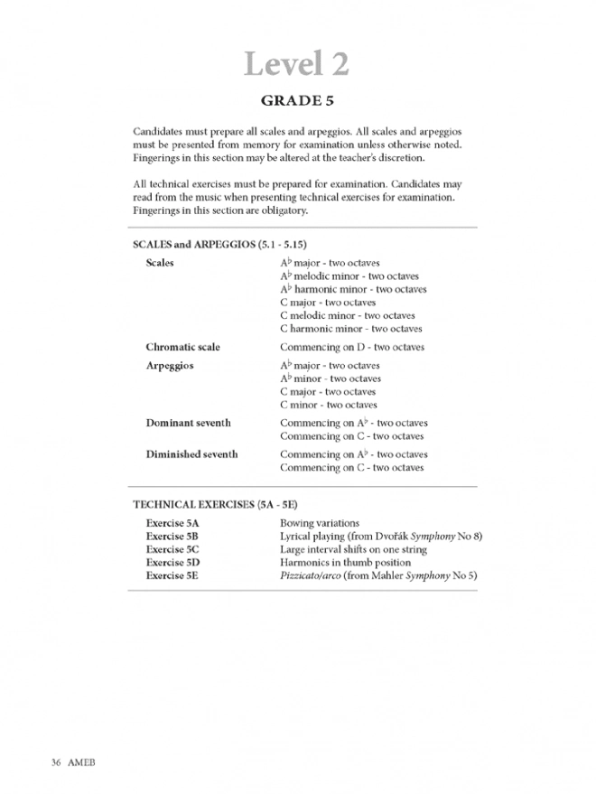 AMEB Double Bass Technical Workbook 2013